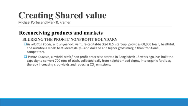Creating shared value (CSV) | PPTX | Green Solutions | Business