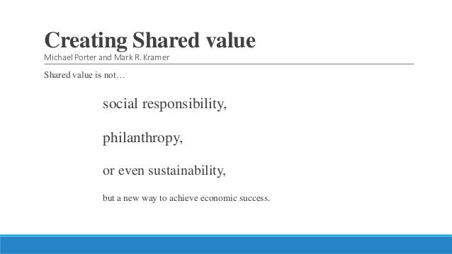 Creating shared value (CSV) Creating shared value (CSV)