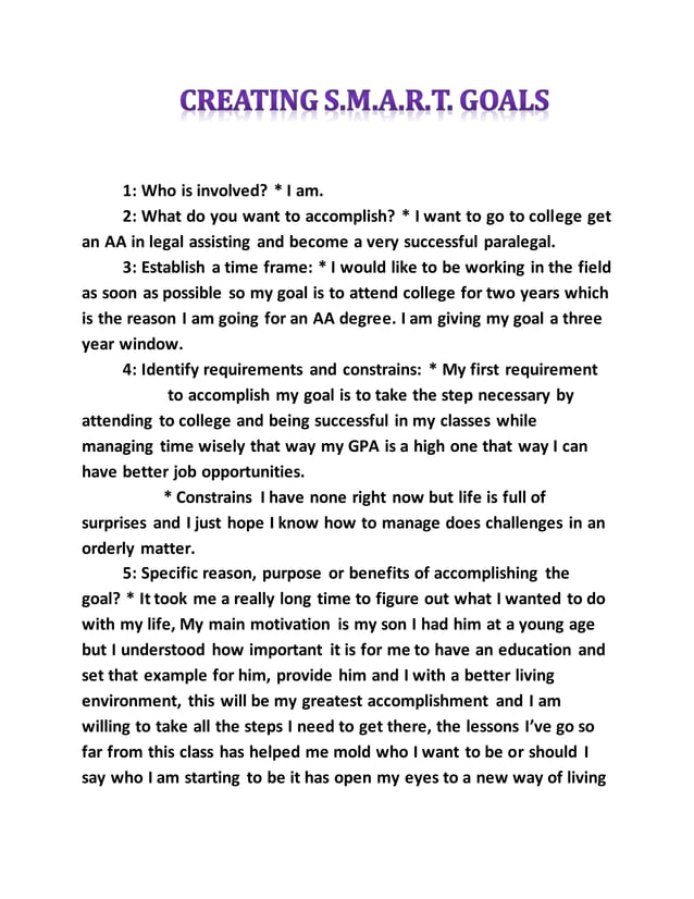 Creating smart goals | PDF