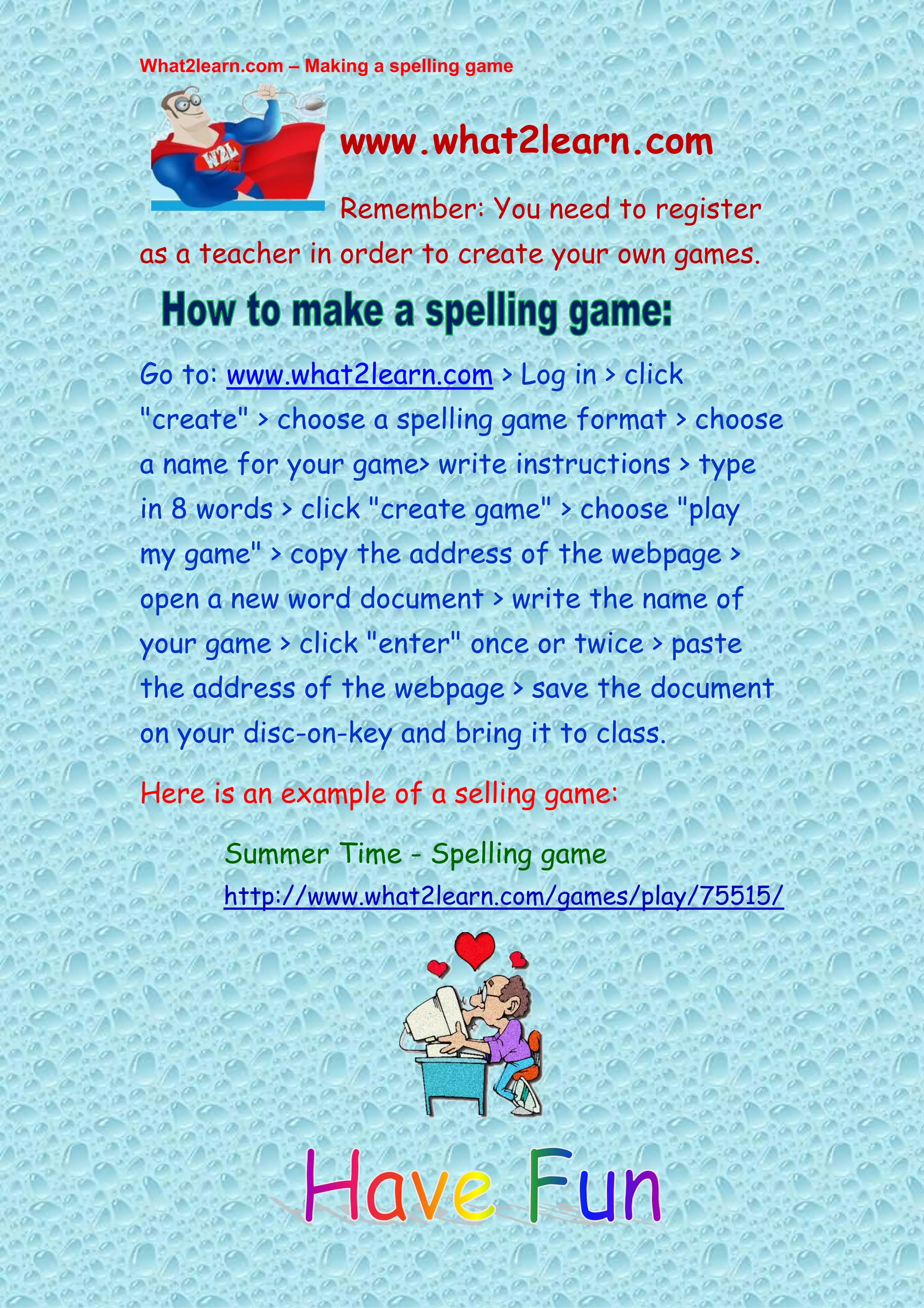 Creating spelling game | PDF