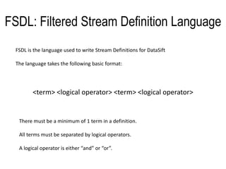 Creating streams with DataSift | PPTX