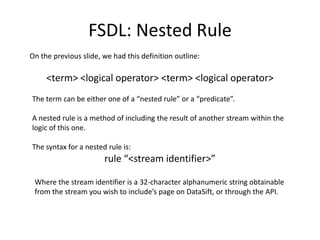 Creating streams with DataSift | PPTX