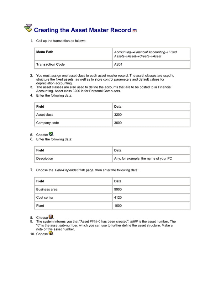 Creating the asset master record | PDF
