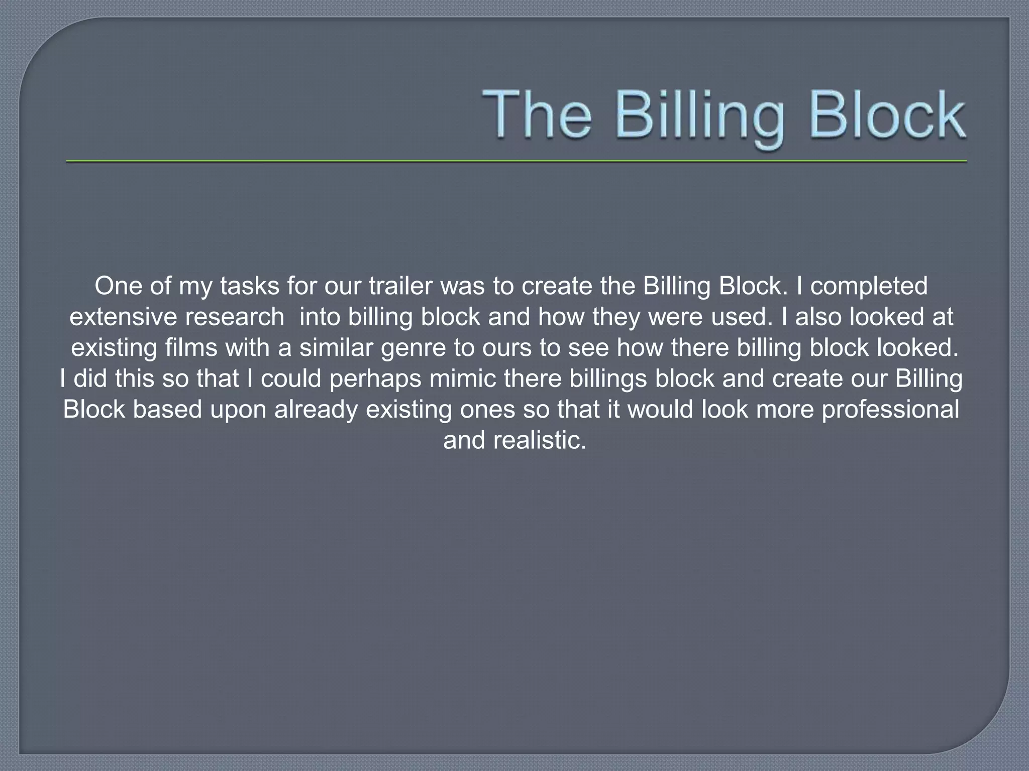 Creating the billing block | PPTX