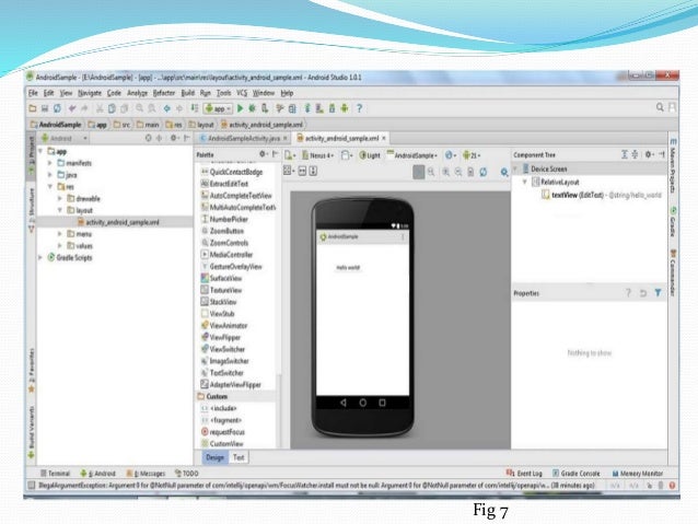 Creating the first app with android studio