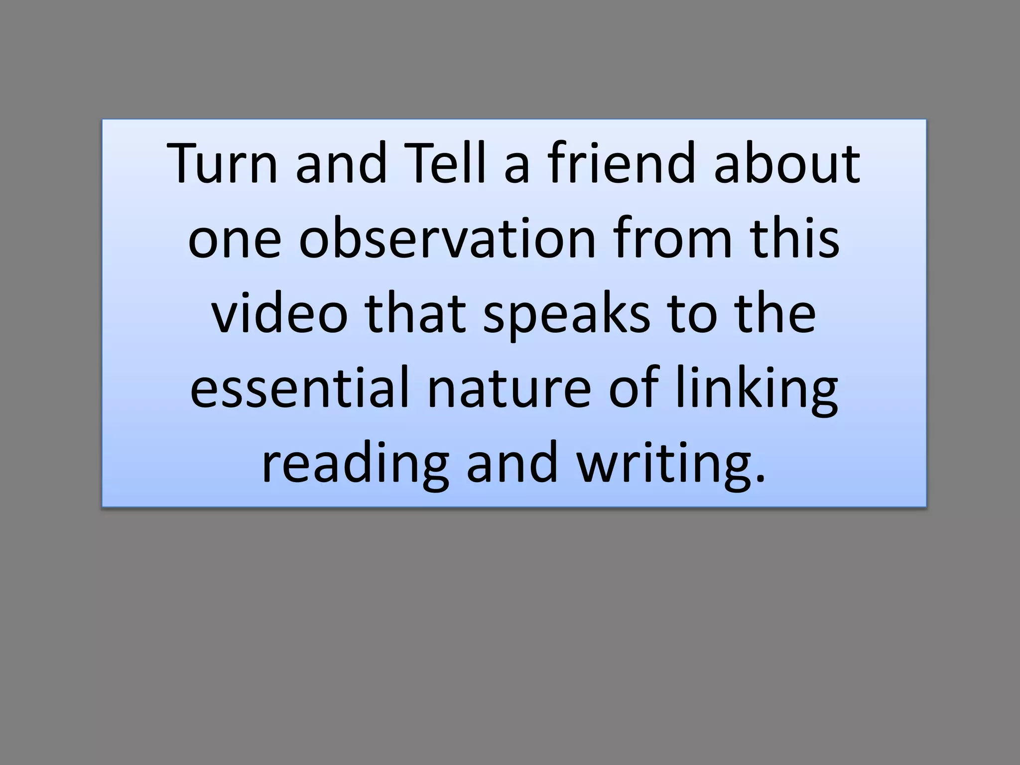Creating the link between reading and writing | PPT