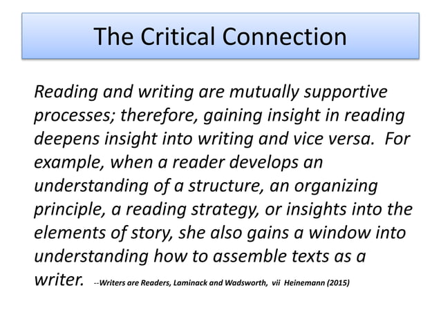 Creating the link between reading and writing | PPT