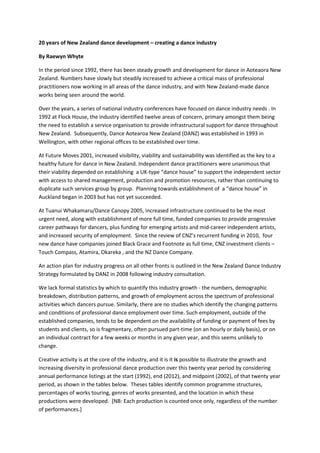 Creating the New Zealand dance industry 1992-2012 | PDF