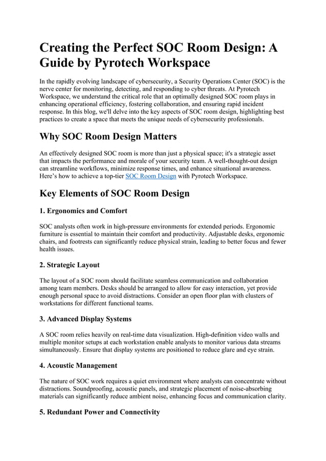 Creating the Perfect SOC Room Design.pdf | Indoor Environmental Quality ...