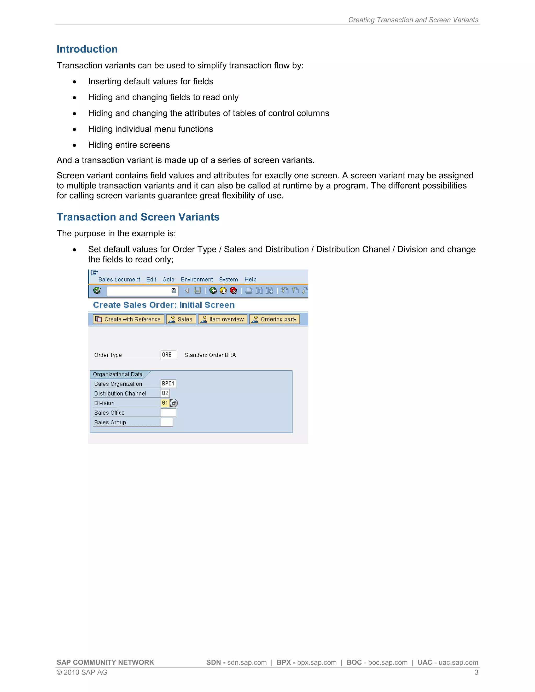 Creating transaction and screen variants | PDF