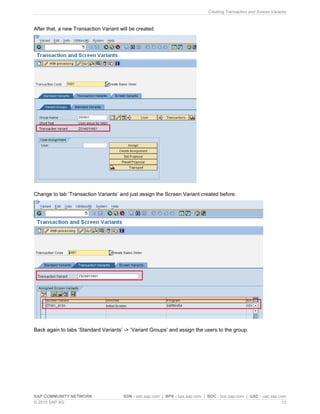 Creating transaction and screen variants | PDF