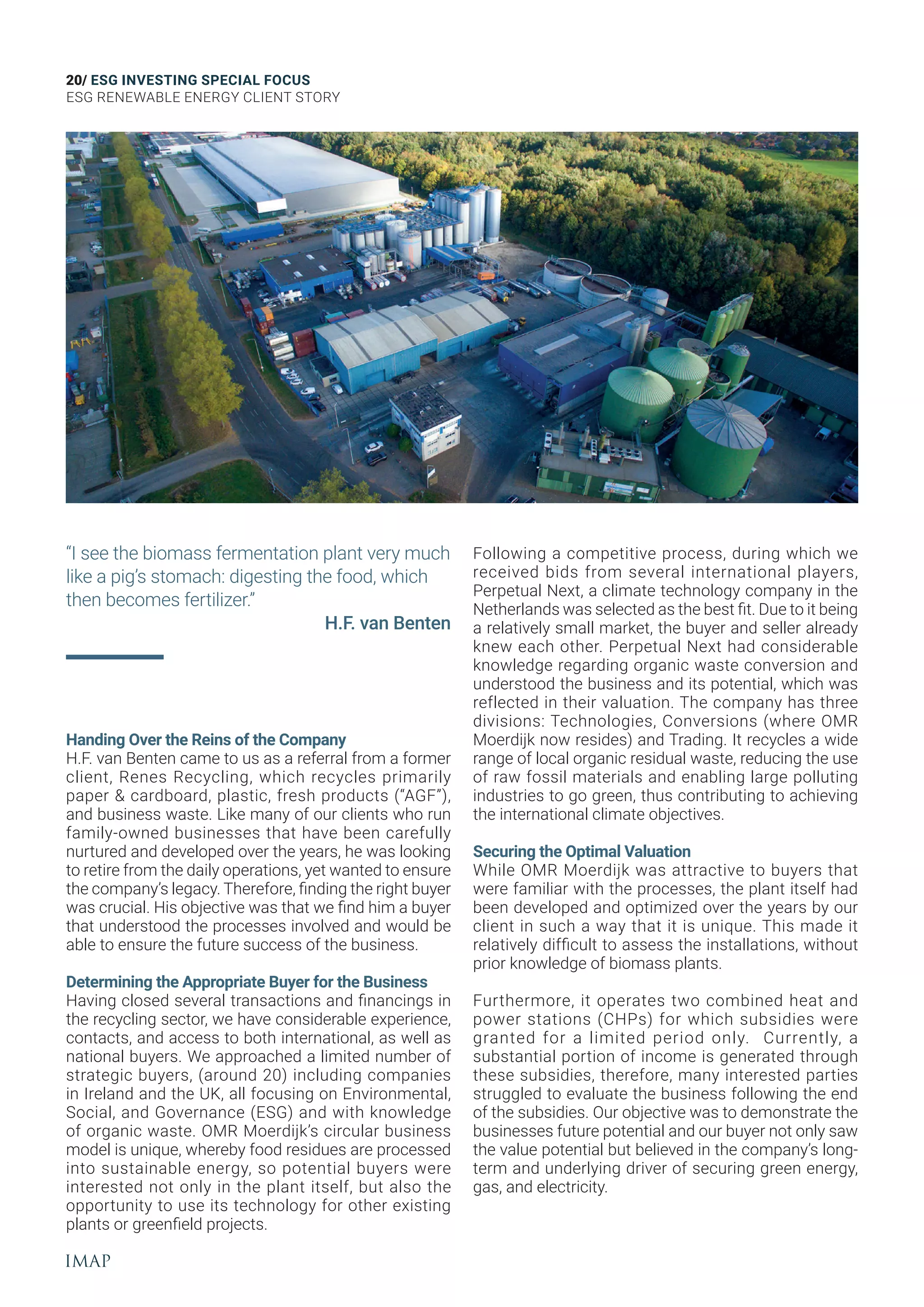 A Sustainable and Green Future for OMR Moerdijk Biomass Fermentation ...
