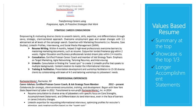 Creating Values Based Accomplishment Statements | PPT