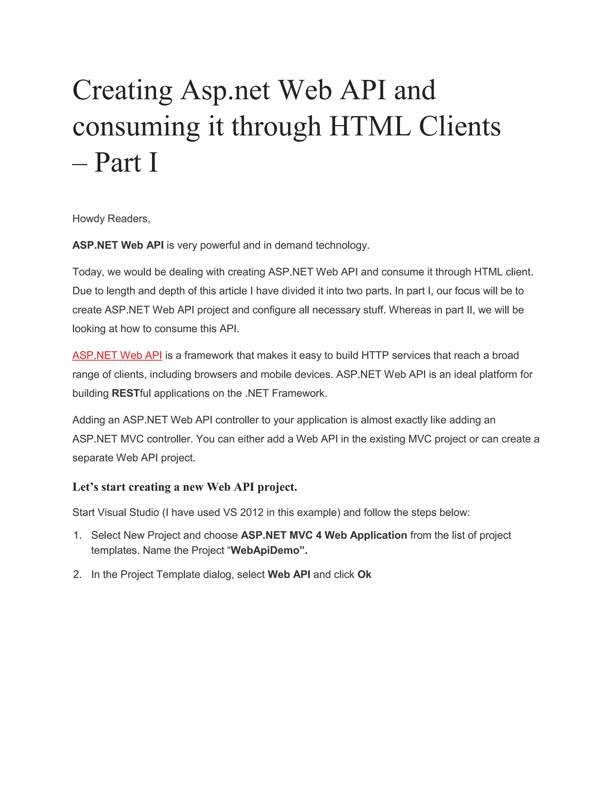 Creating Web Api And Consuming Part 1 Pdf