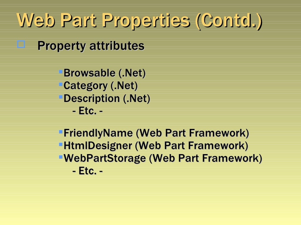Creating Web Parts New