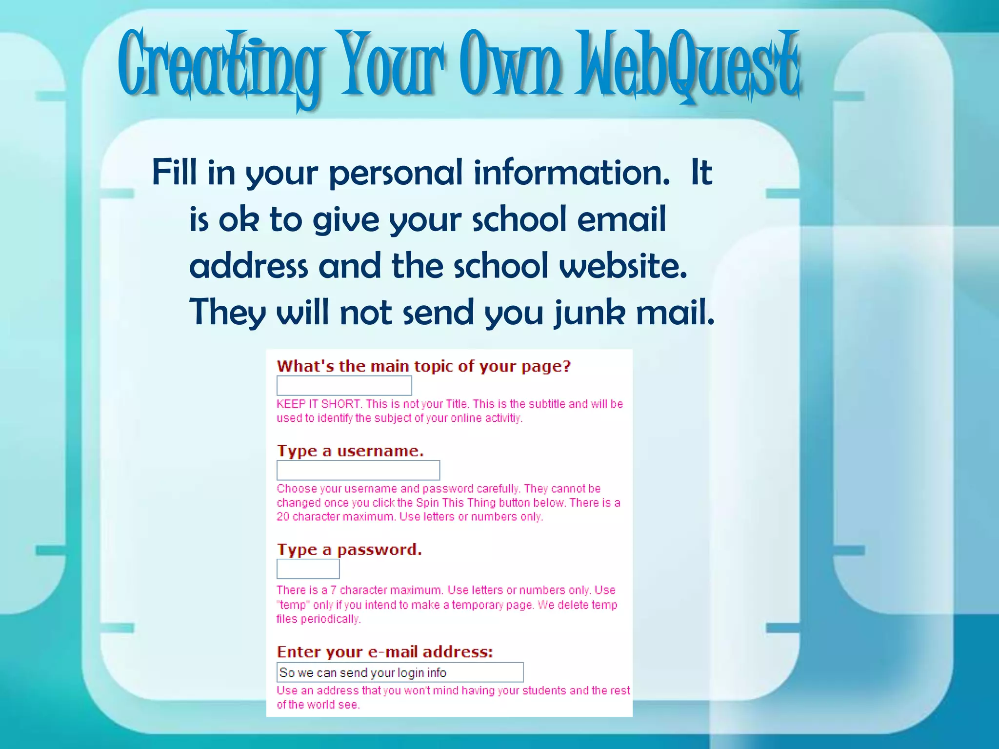Creating Webquests | PPTX