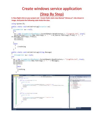 How to create C# Windows Service Application | PDF | Computing | Technology & Computing
