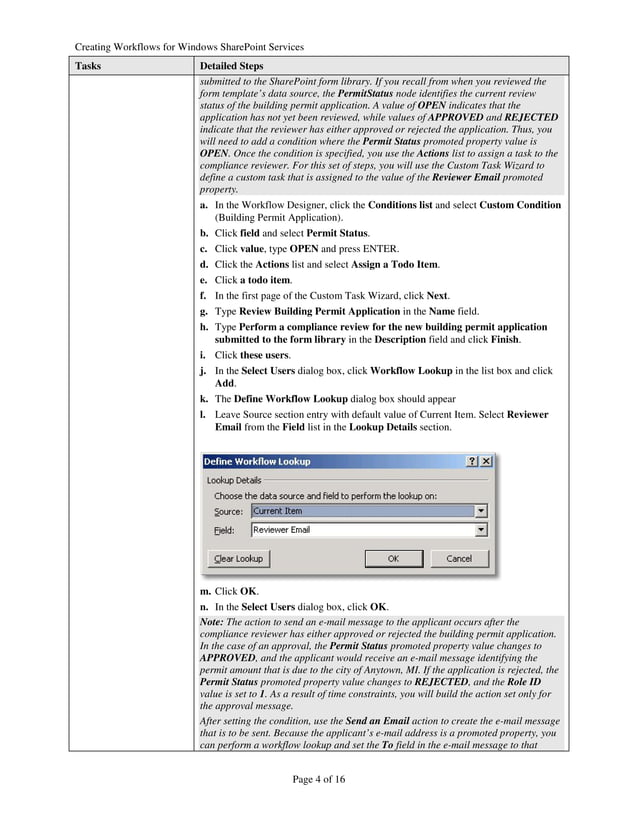 Creating Workflows Windows Share Point Services | PDF