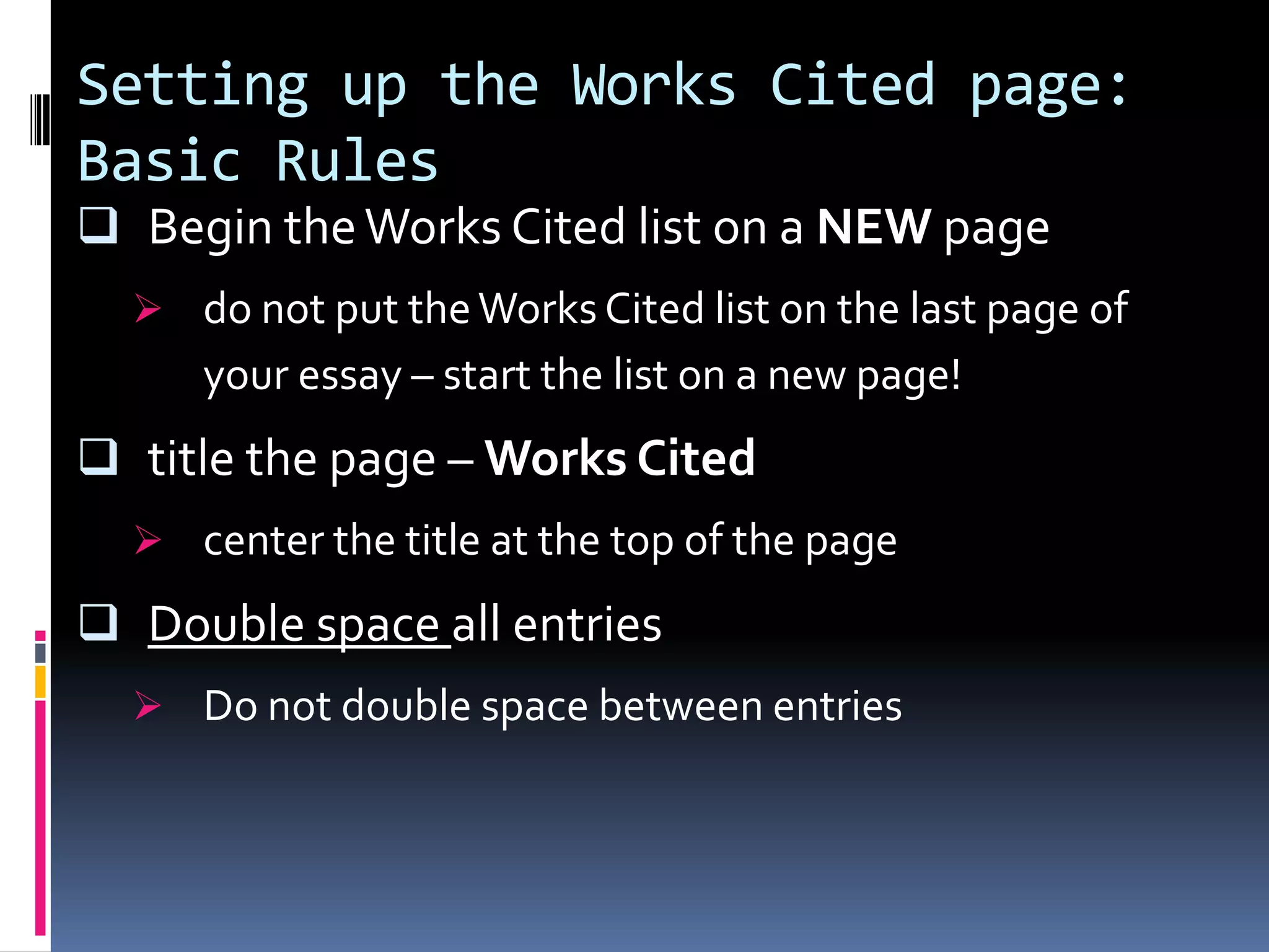 Creating Works Cited page | PPTX