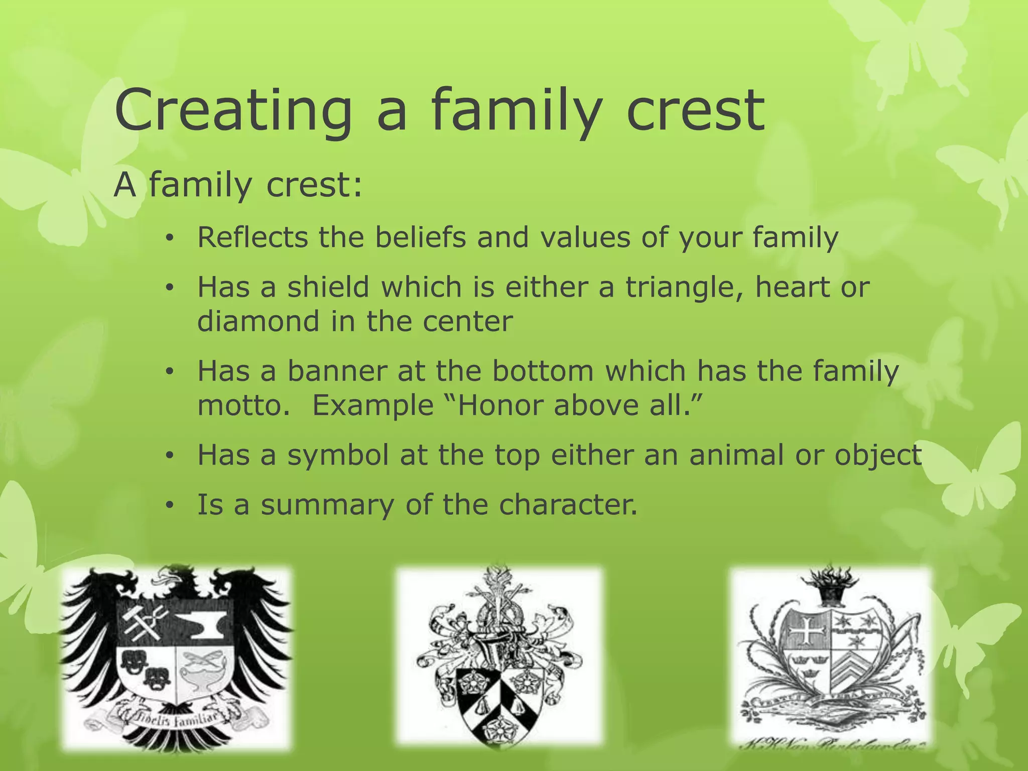 Creating your character and crest | PPTX