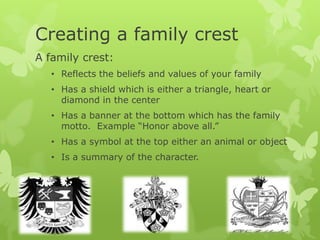 Creating your character and crest | PPTX