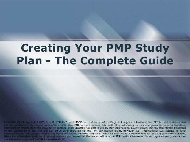 Creating your Creating Your PMP Study Plan - The Complete Guidepmp ...