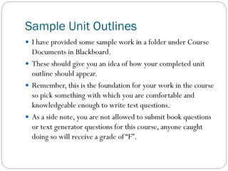 Directions for Creating your Unit Outline | PPT