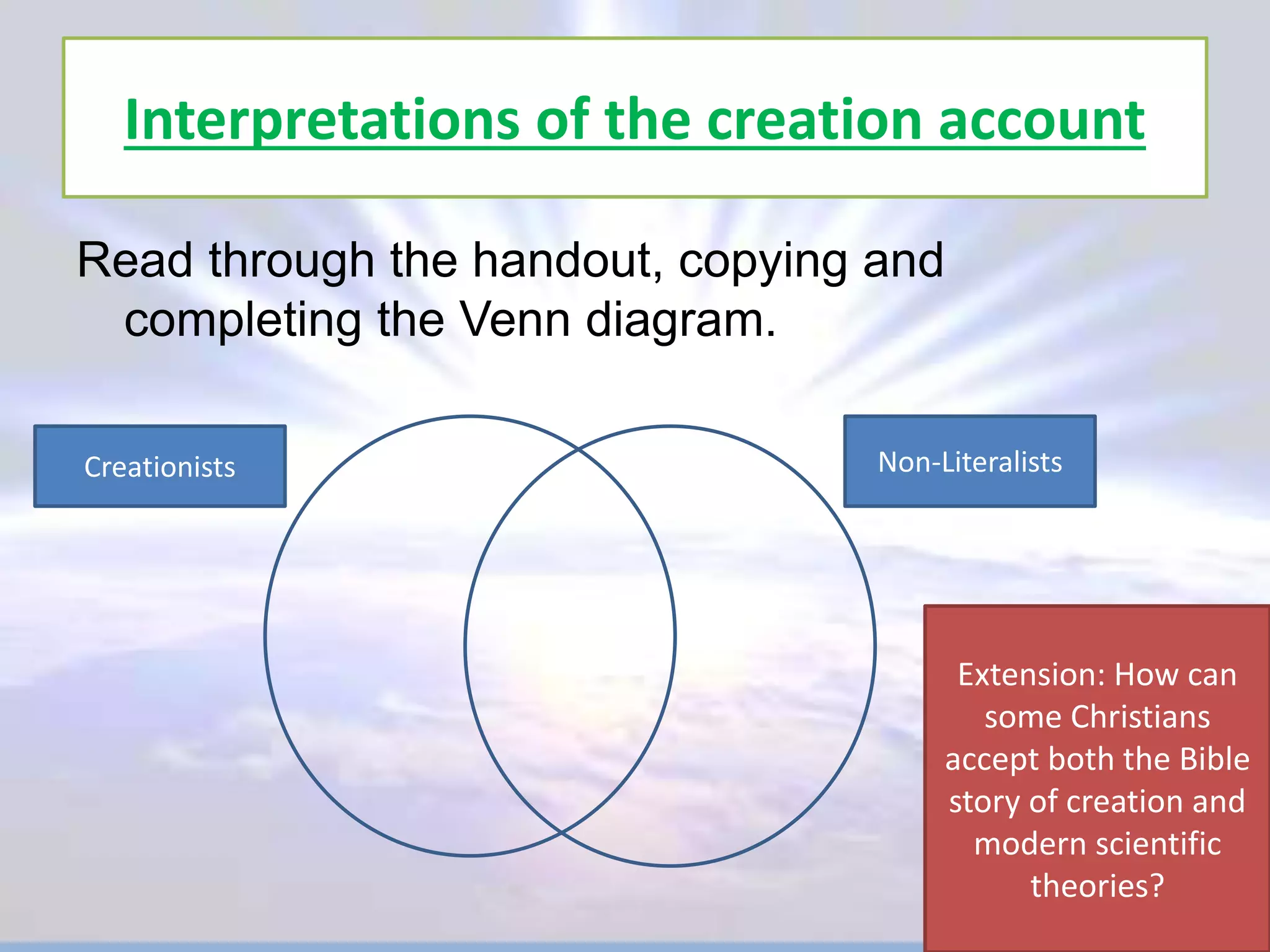 GCSE RE WJEC- Our World- Creation | PPT