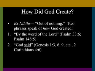Biblical Basis of Creation: How and Why | PDF