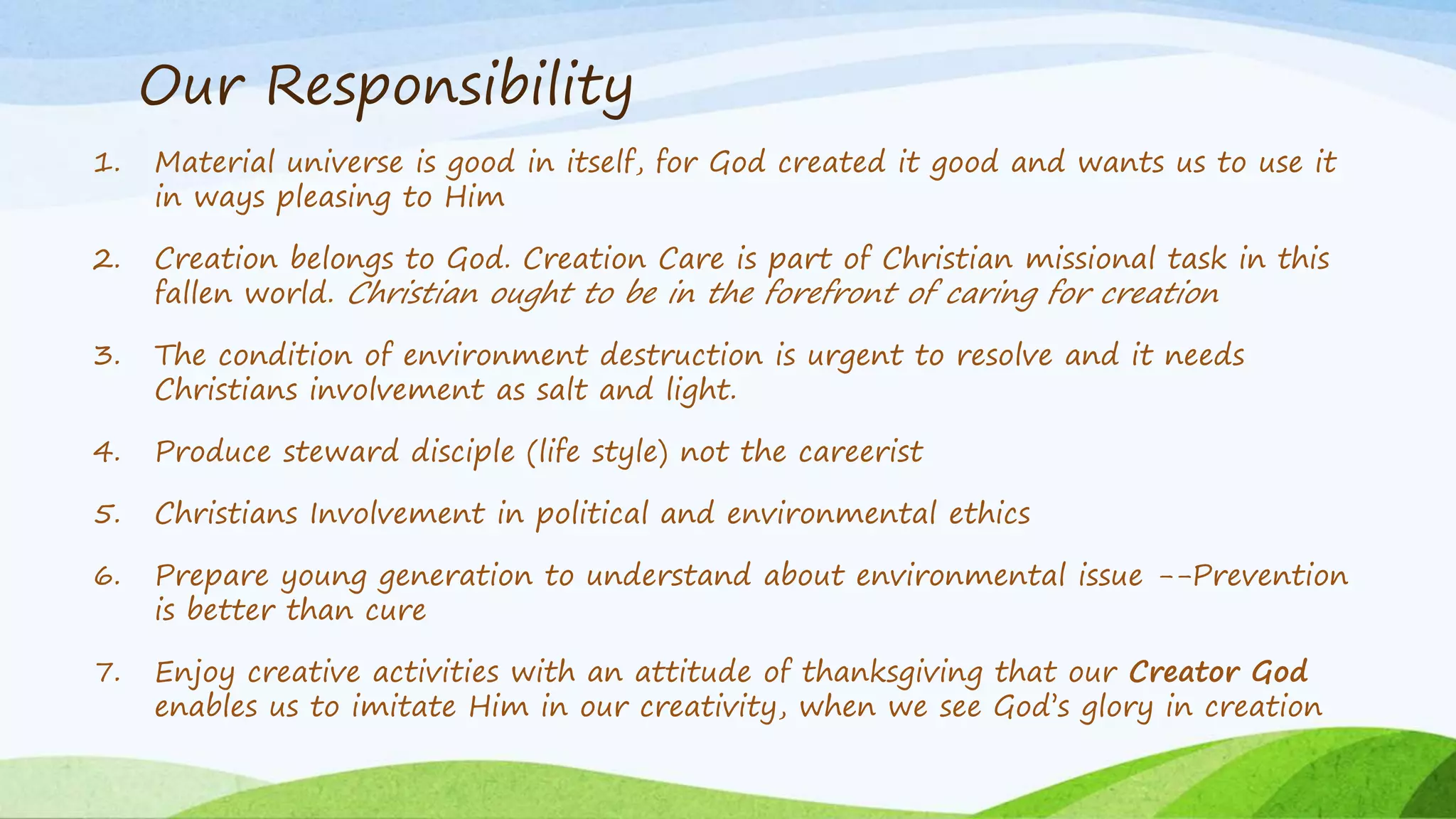 Creation care, stewardship & medical missions | PPTX