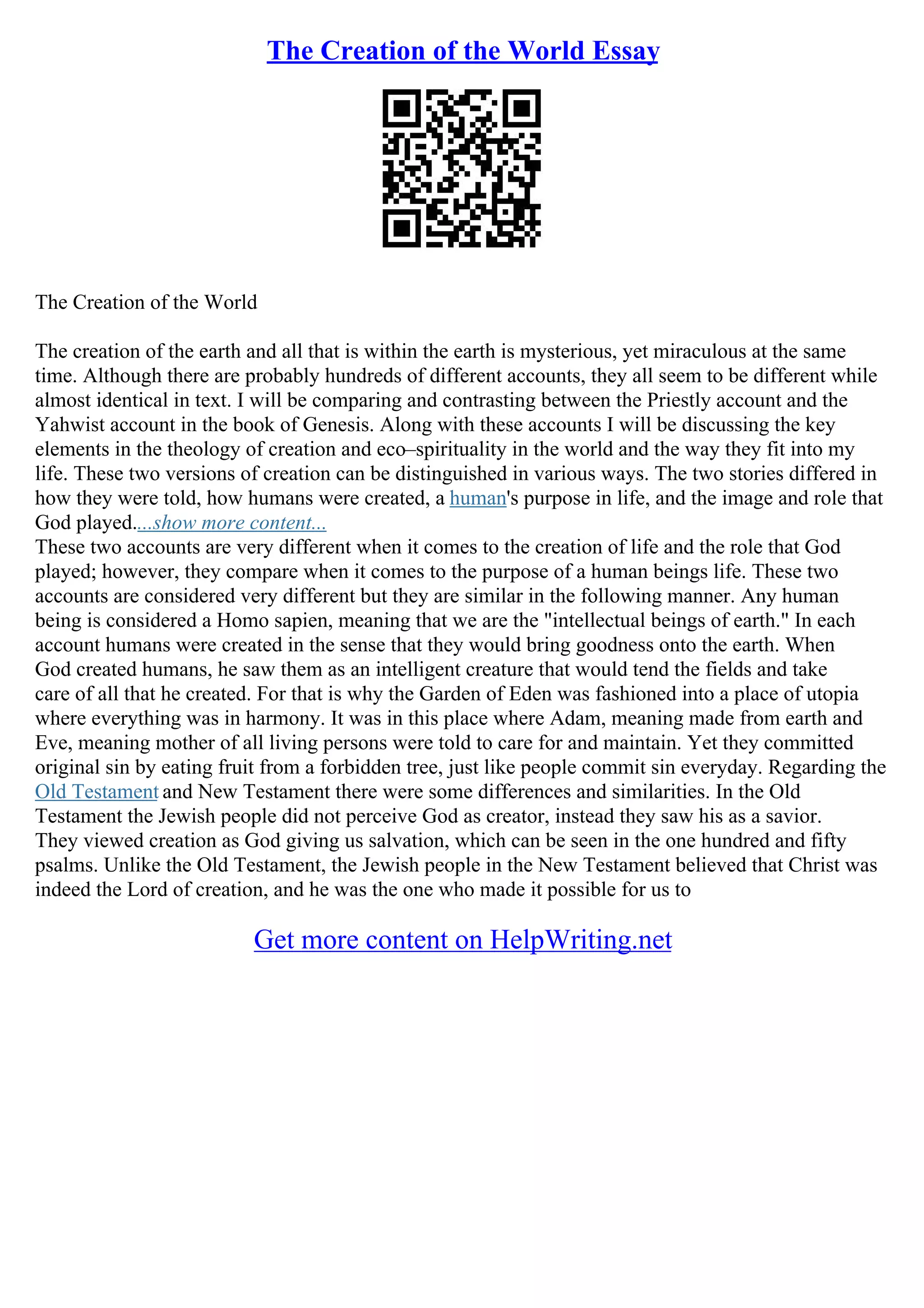 Creation Essay | PDF