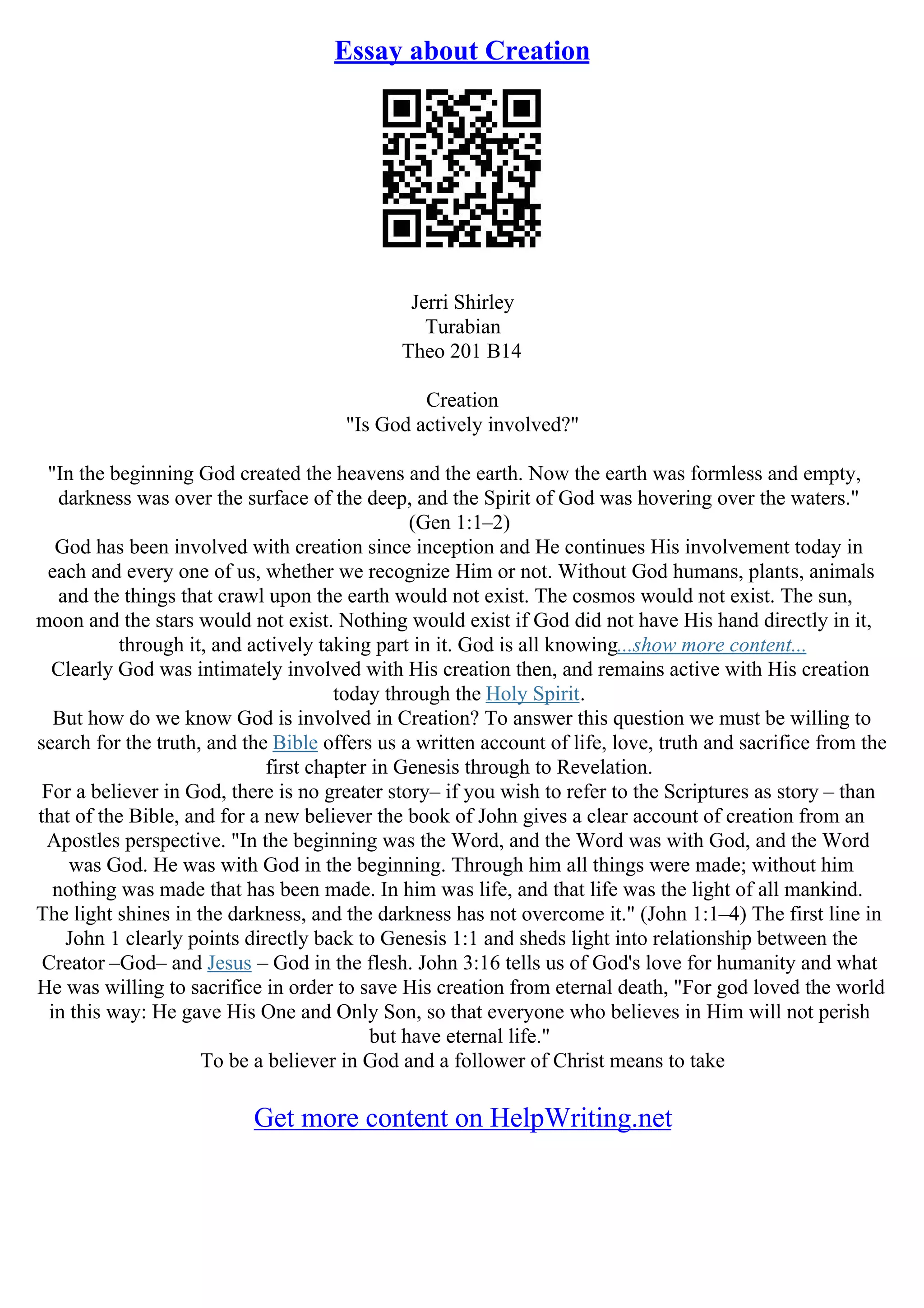 Creation Essay | PDF