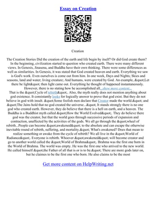 Creation Essay | PDF