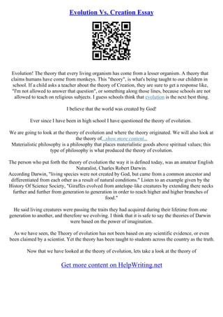 Creation Essay | PDF