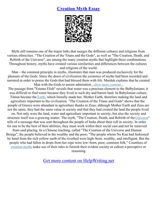 Creation Essay | PDF