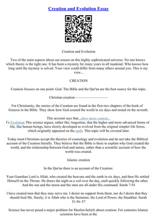 Creation Essay | PDF