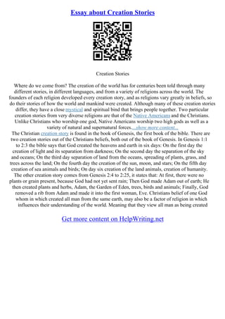 Creation Essay | PDF