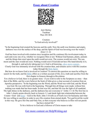 Creation Essay | PDF