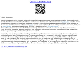 Creationism Vs. Evolution | PDF