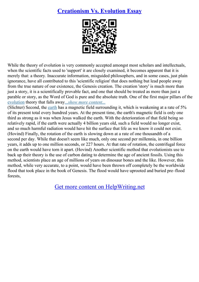 Creationism Vs Evolution Essay | PDF | Geology | Science