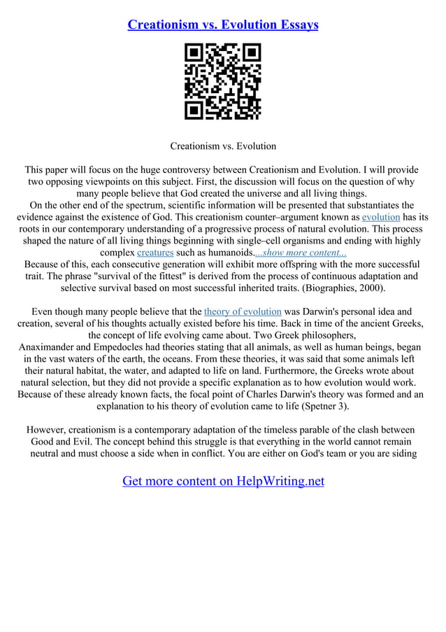 Creationism Vs Evolution Essay | PDF | Geology | Science