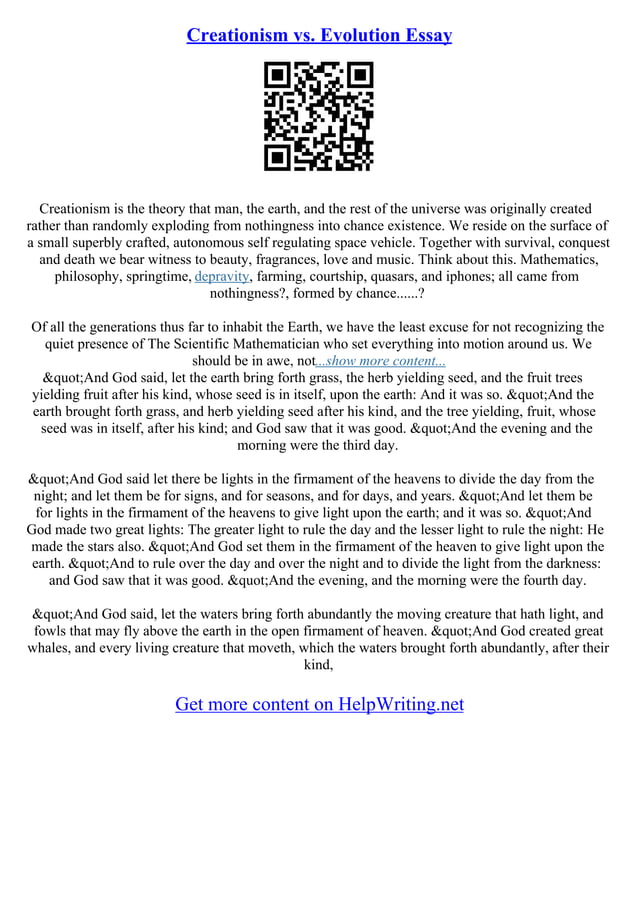 Creationism Vs Evolution Essay | PDF | Geology | Science