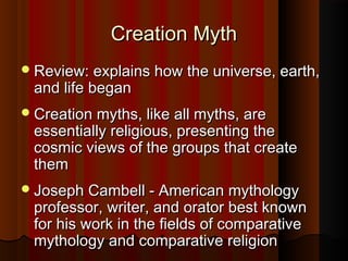 Creationmythintro in harmonywithnature-nativeamericantraditions | PPT