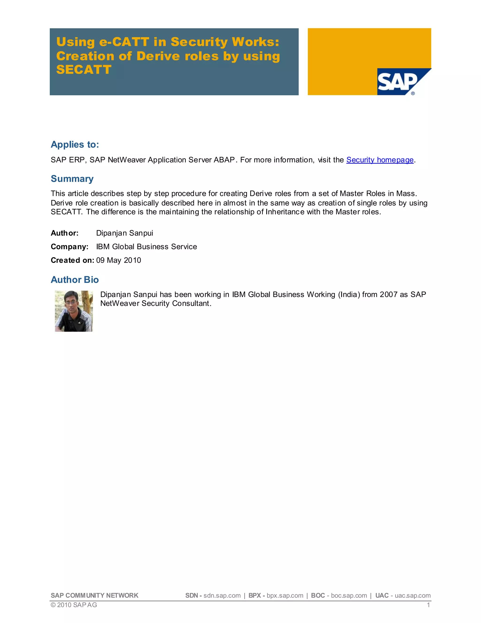 Creation of derive roles with secatt | PDF