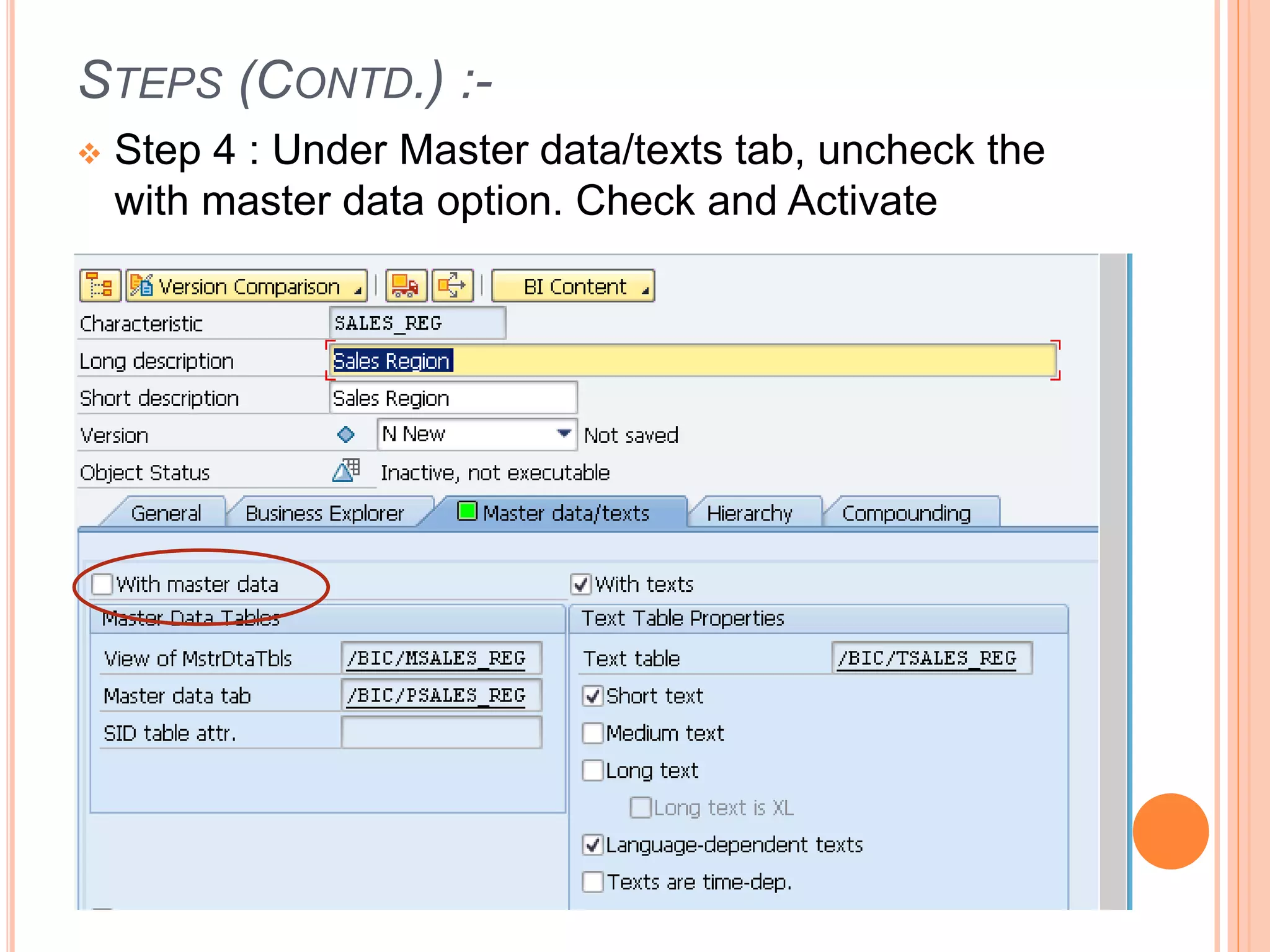 SAP BW - Creation of master data texts | PPT