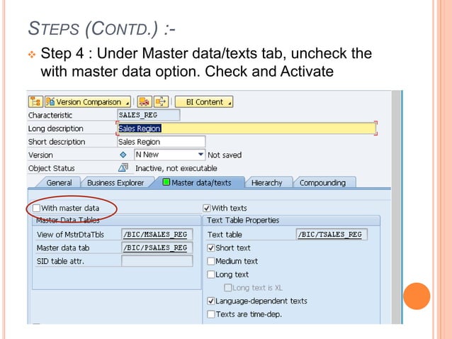 SAP BW - Creation of master data texts | PPT