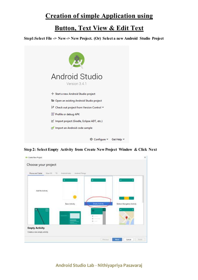 Creation of simple application using - step by step | PDF