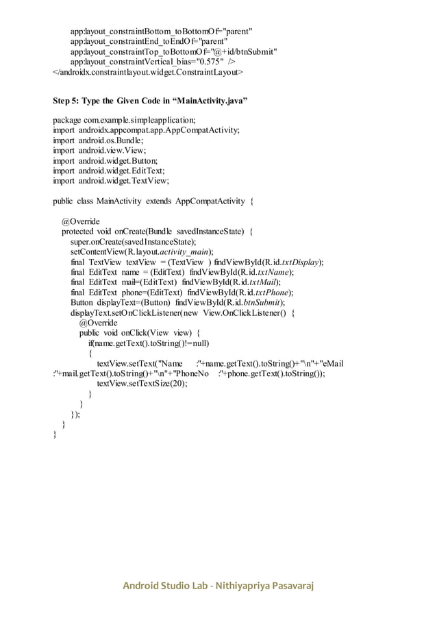 Creation of simple application using - step by step | PDF