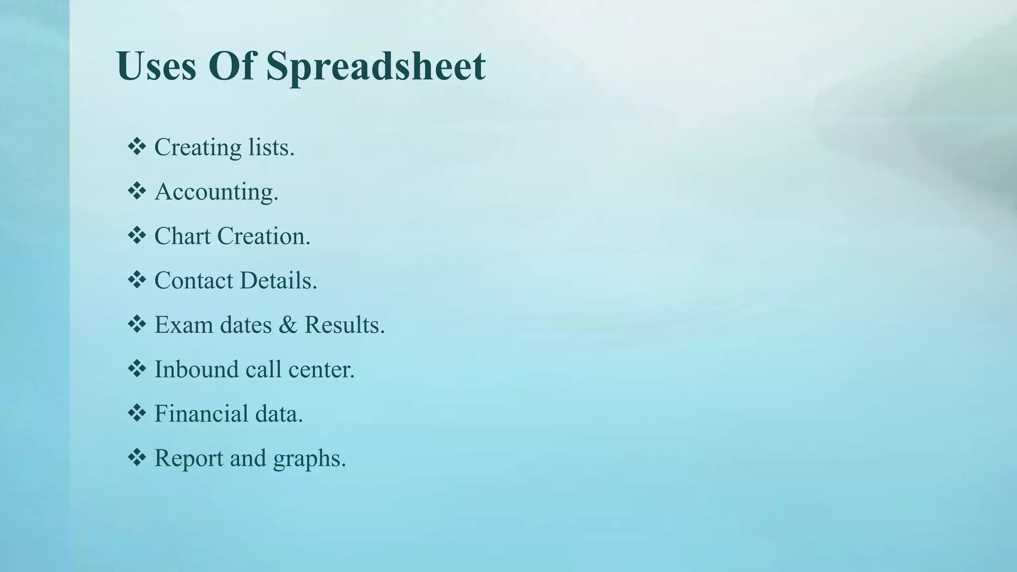 Creation of spreadsheets | PPTX