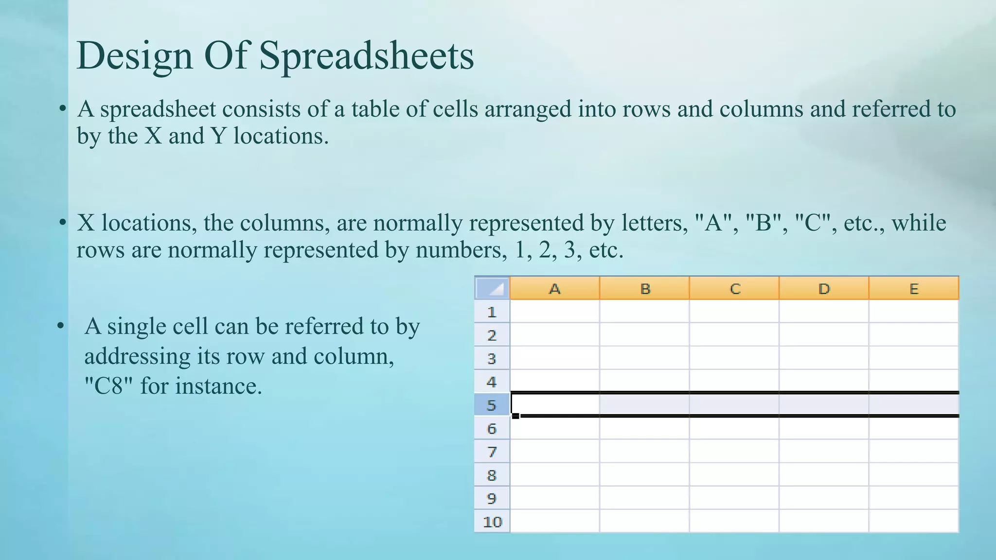 Creation of spreadsheets | PPTX